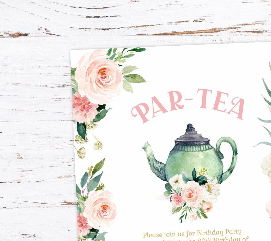 Par-Tea Invitation Adult birthday Tea Party Invite | Etsy