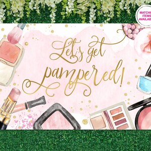 SPA Backdrop Birthday Wall Decor, Let's Get Pampered Backdrop Vinyl ...