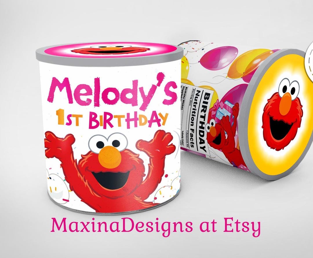 ELMO PRINGLES LABEL Wrapper Sticker 1st Birthday Girl Party Treat Snack ...