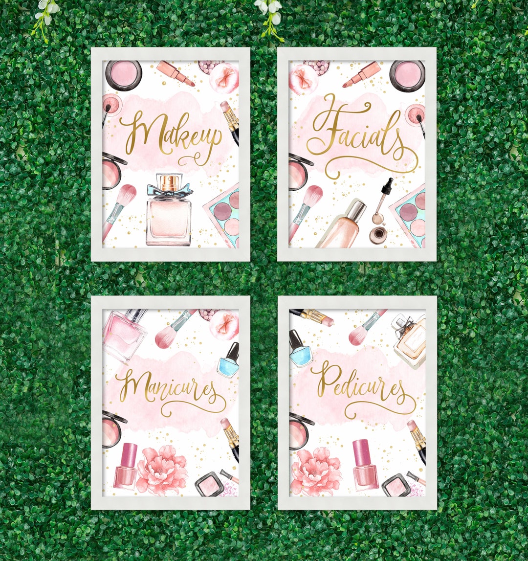 SPA Birthday Signs, Makeup Sign, Spa Party Posters, Pamper Party Poster ...