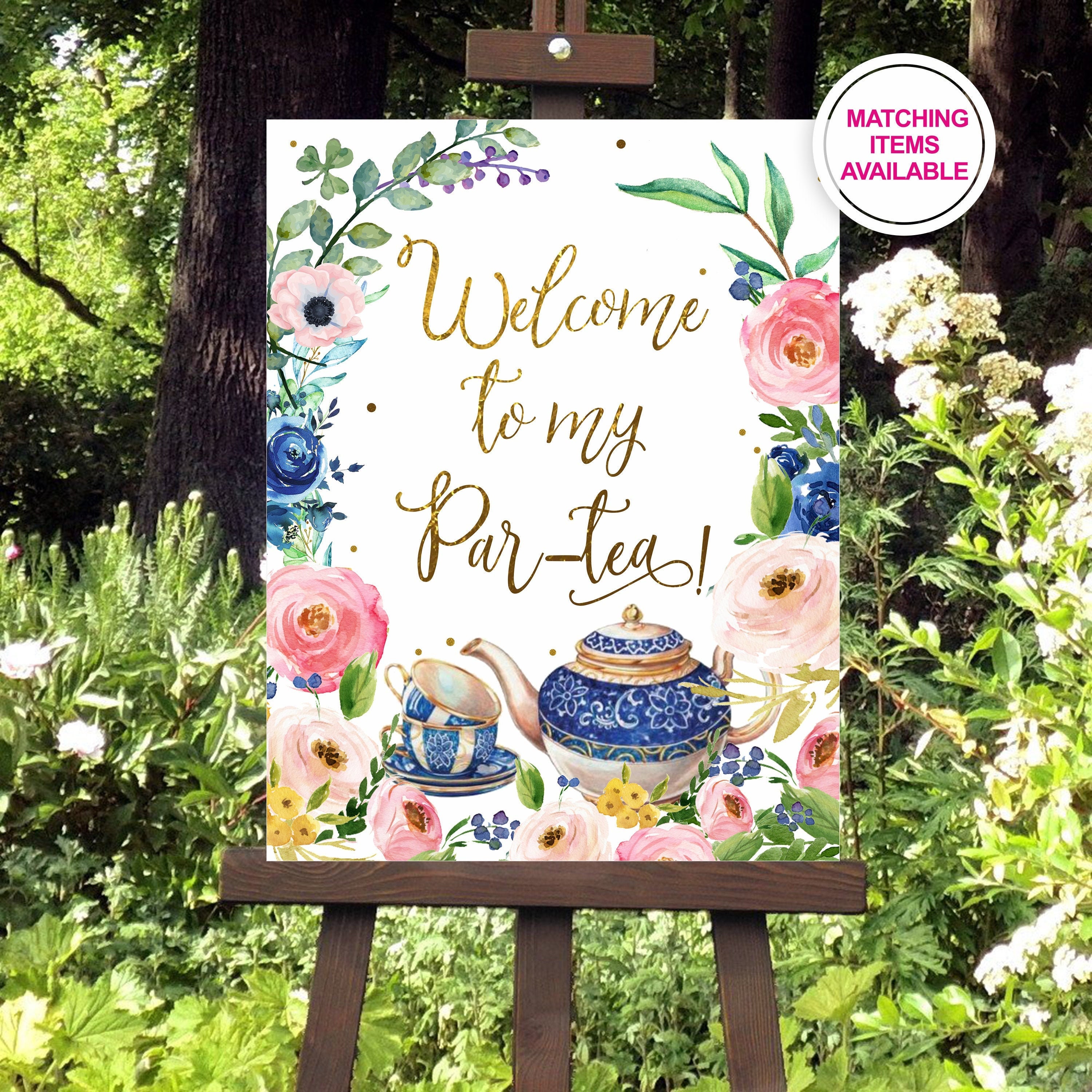 TEA Party Birthday Welcome Sign Poster Tea Party Wall Sign - Etsy
