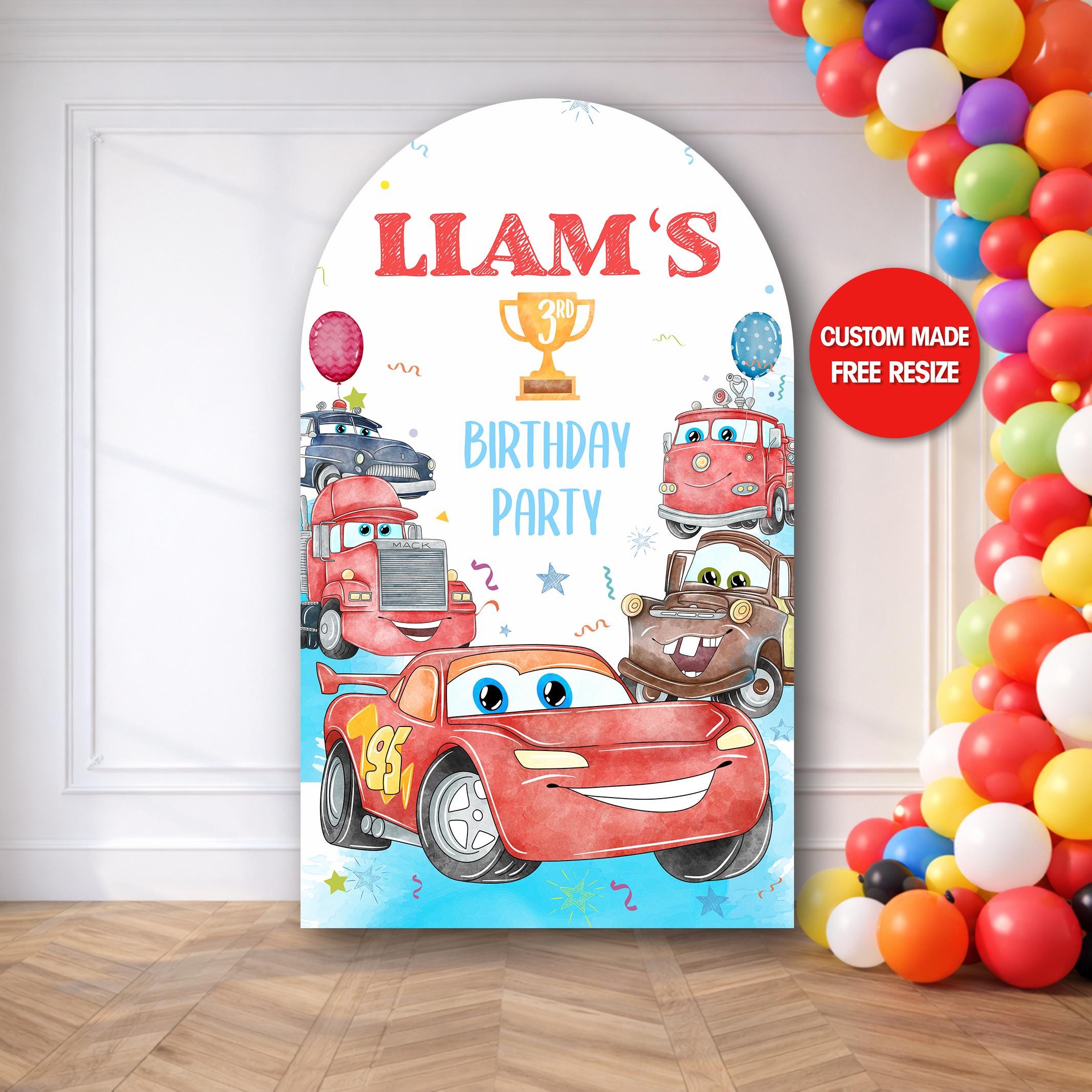 Mcqueen the Lightning Race Car Birthday Arch | Custom Party Backdrop ...