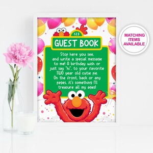 ELMO GUEST BOOK Sign Girl Birthday Custom Poster Table Sesame Street ...