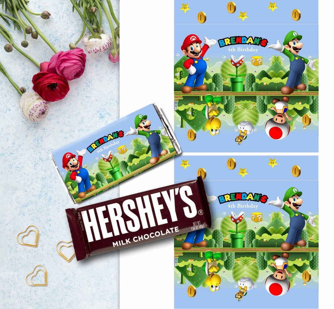 SUPER MARIO Chocolate Wrapper, Candy Bar Wrapper Chocolate Label Super ...