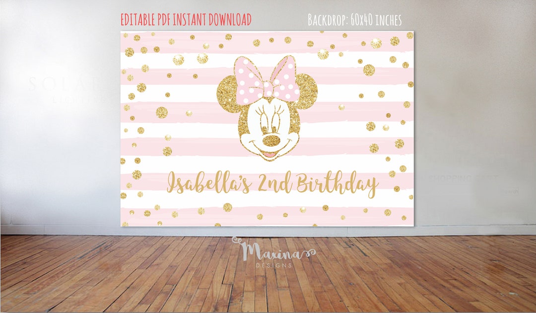Minnie Mouse Wall Backdrop, Minnie Mouse Wall Decal, Minnie Mouse ...