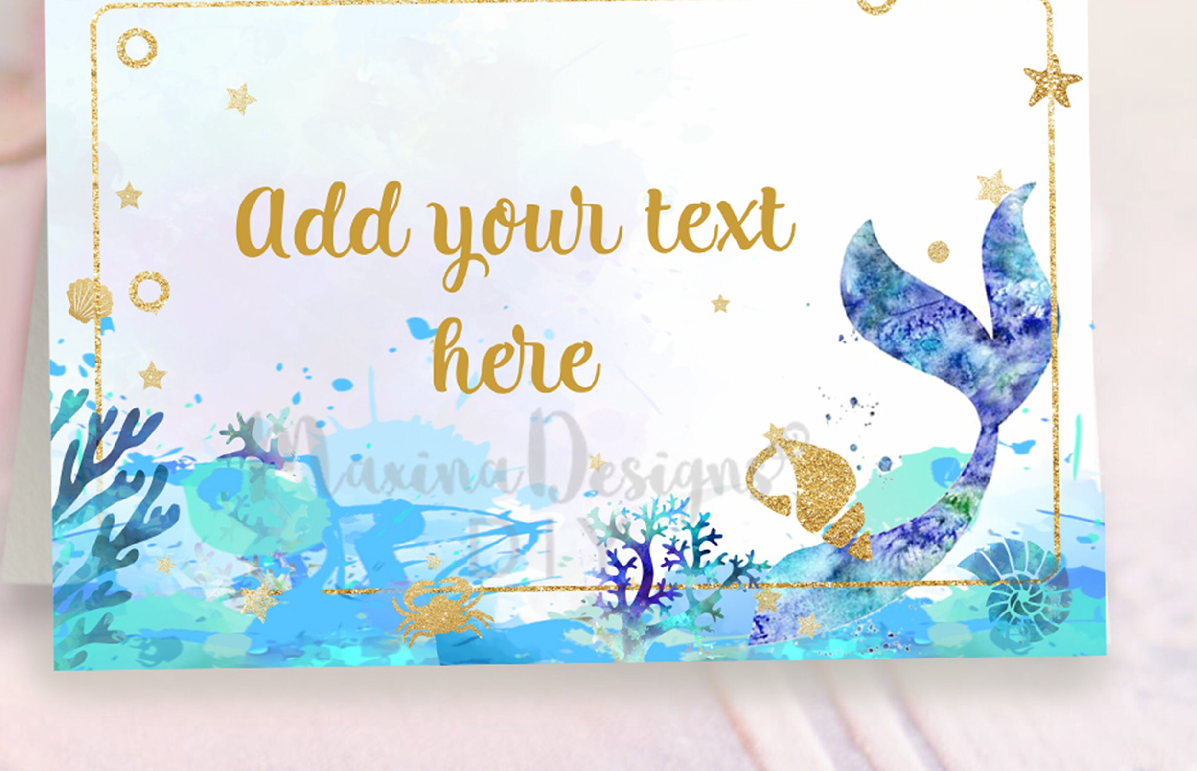 Mermaid table tents Mermaid place setting cards Food table | Etsy