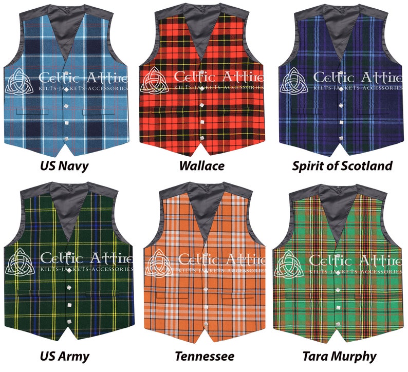 Scottish Tartan Waistcoat Kilt Vest 5 Buttons Traditional - Etsy