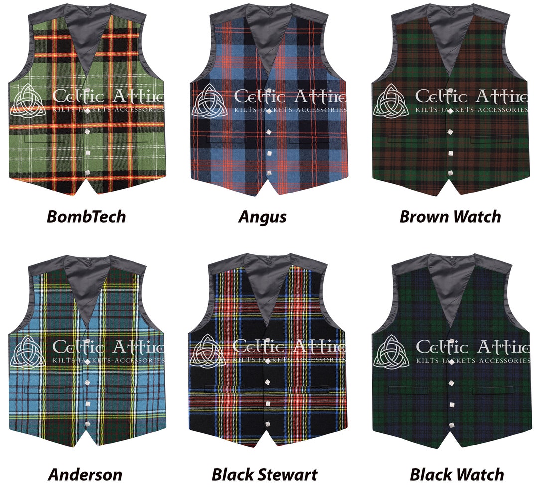 Scottish Tartan Waistcoat - Kilt Vest - 5 Buttons Traditional Wedding ...