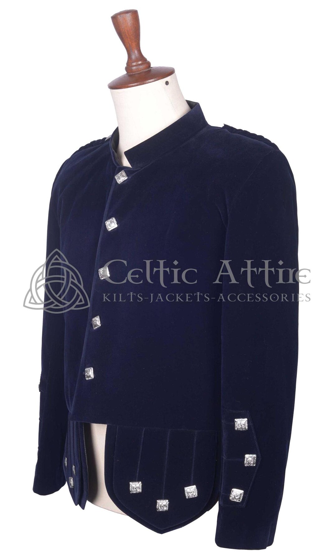 Navy Blue Velvet Kenmore Doublet Jacket - Five Buttons Kilt Jacket ...