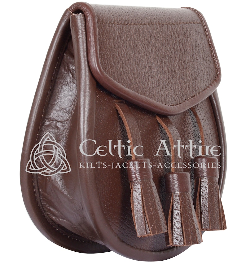 Premium Handmade Brown Leather Scottish Day Sporran KILT - Etsy