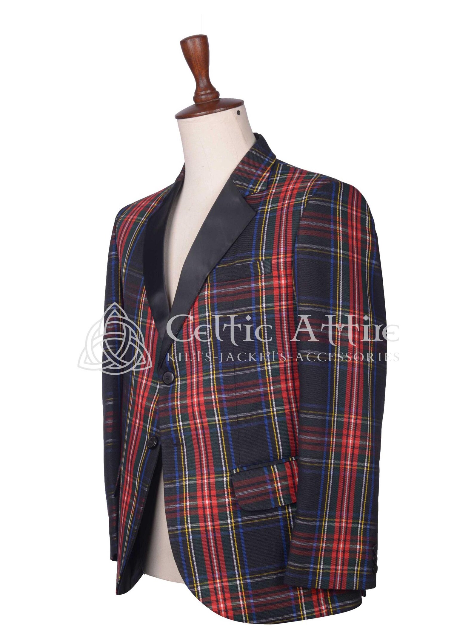 Black Stewart Tartan Tuxedo Jacket - Scottish Kilt Jacket - Premium ...