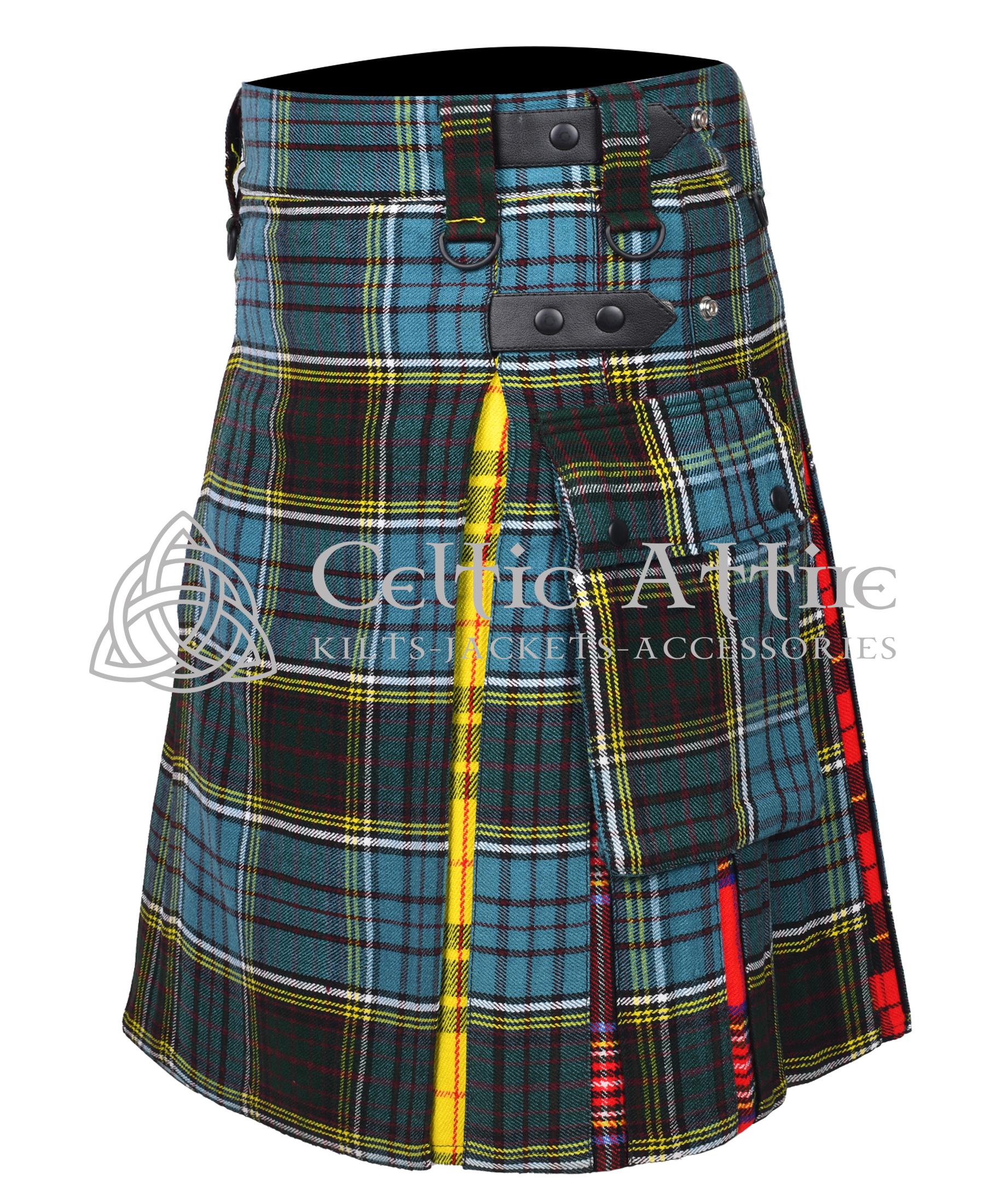 Scottish Multi Tartan Fun Kilt - Hybrid Utility Unisex Kilt - Worst ...