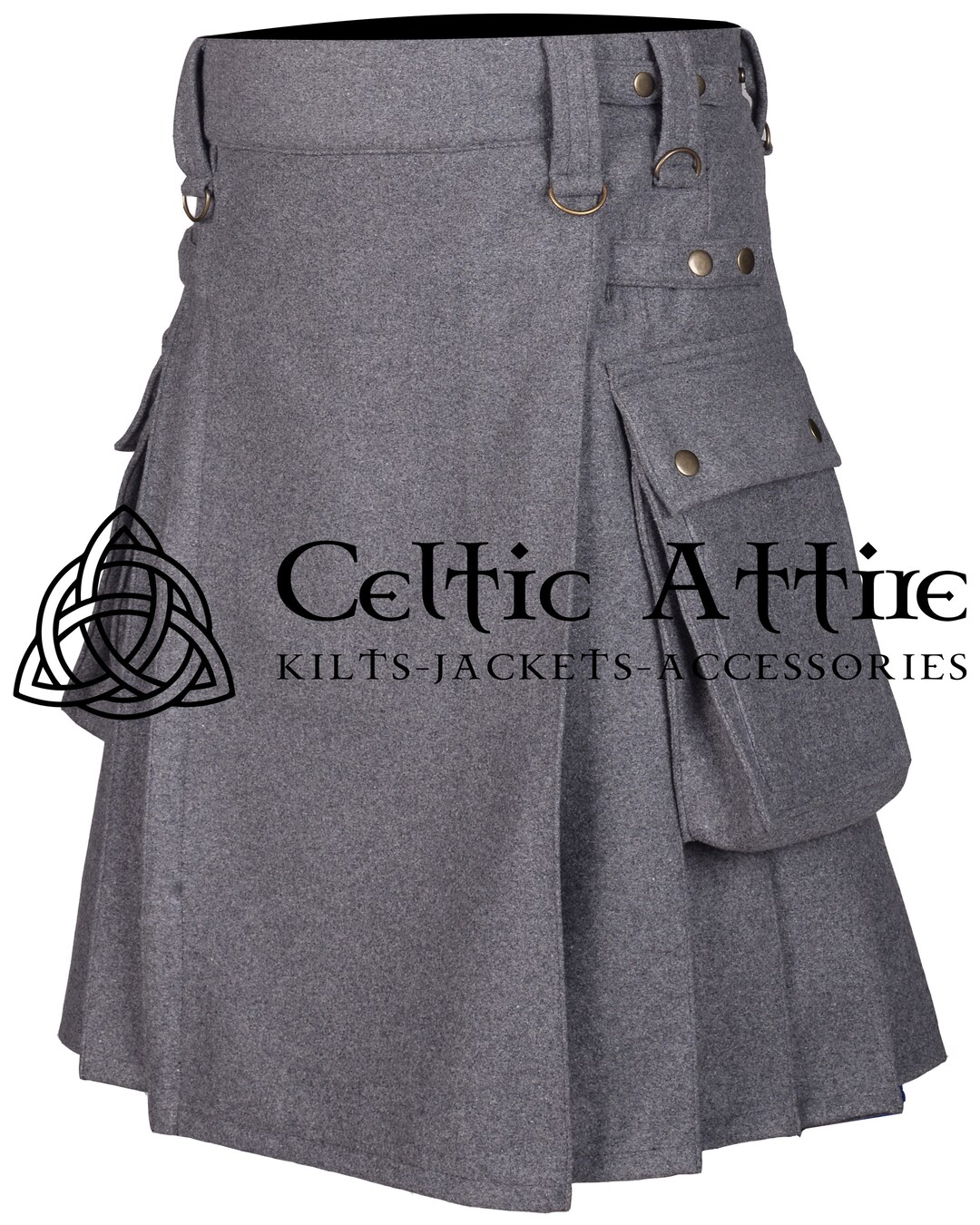 Gray Wool SCOTTISH Utility KILT - Made to Order - Premium Handmade ...