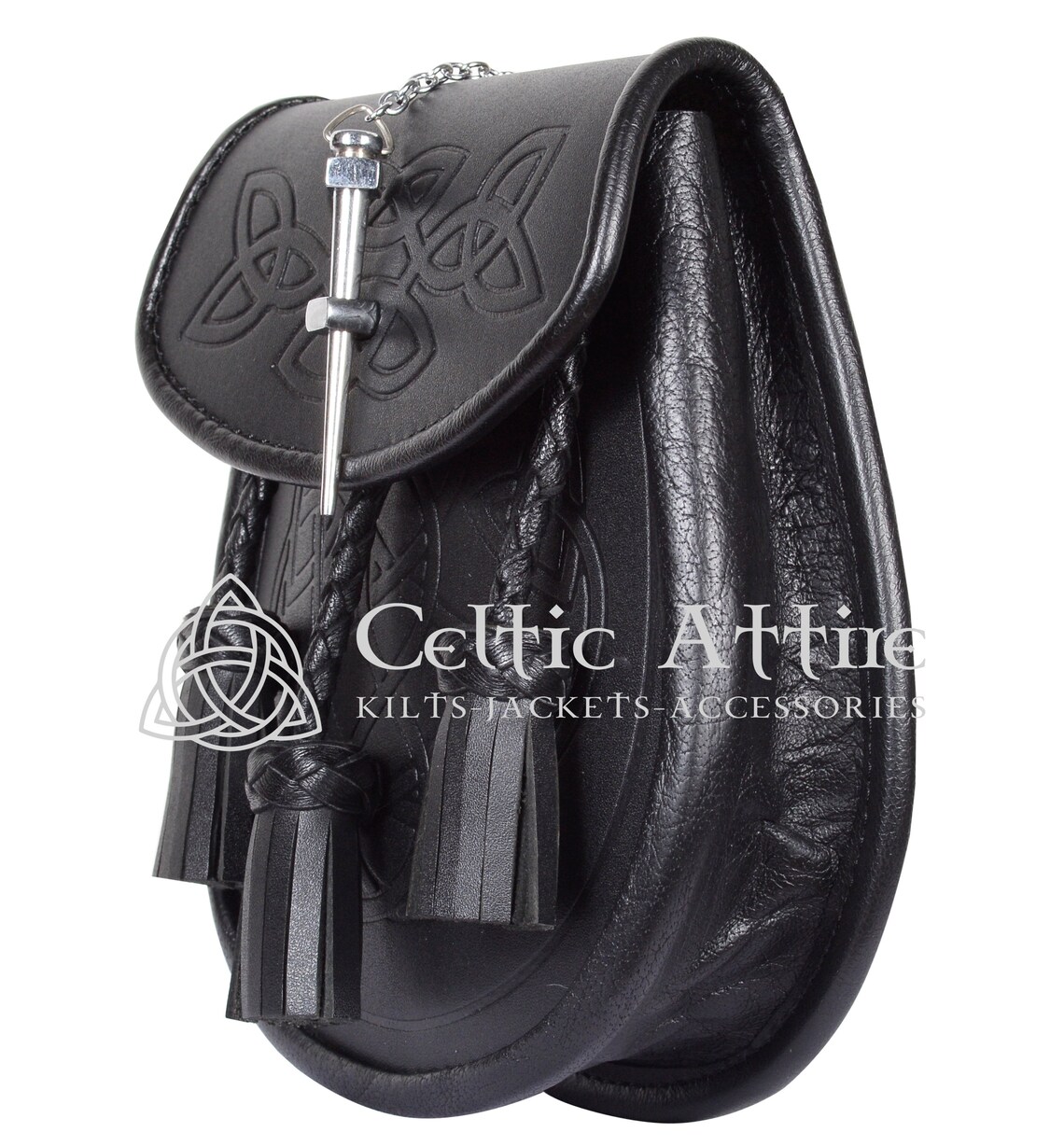 Premium Handmade Black Leather Scottish Kilt DAY SPORRAN & | Etsy