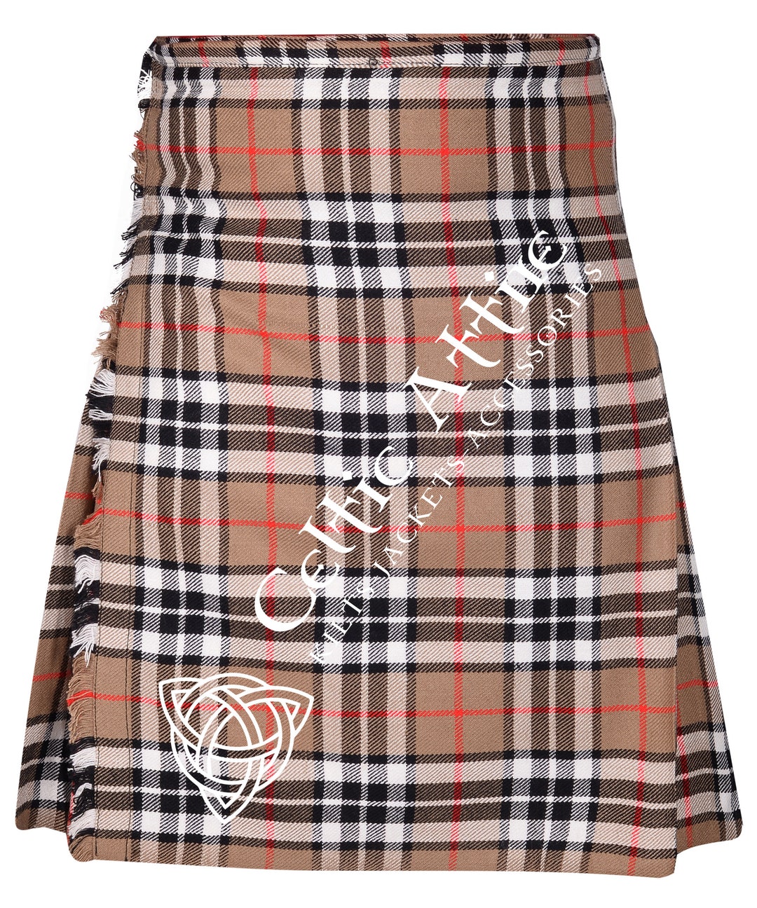 Thomson Camel Tartan Scottish 8 Yard Kilt - Highland Games Kilt - 13 Oz Tartan Kilts for Men ...