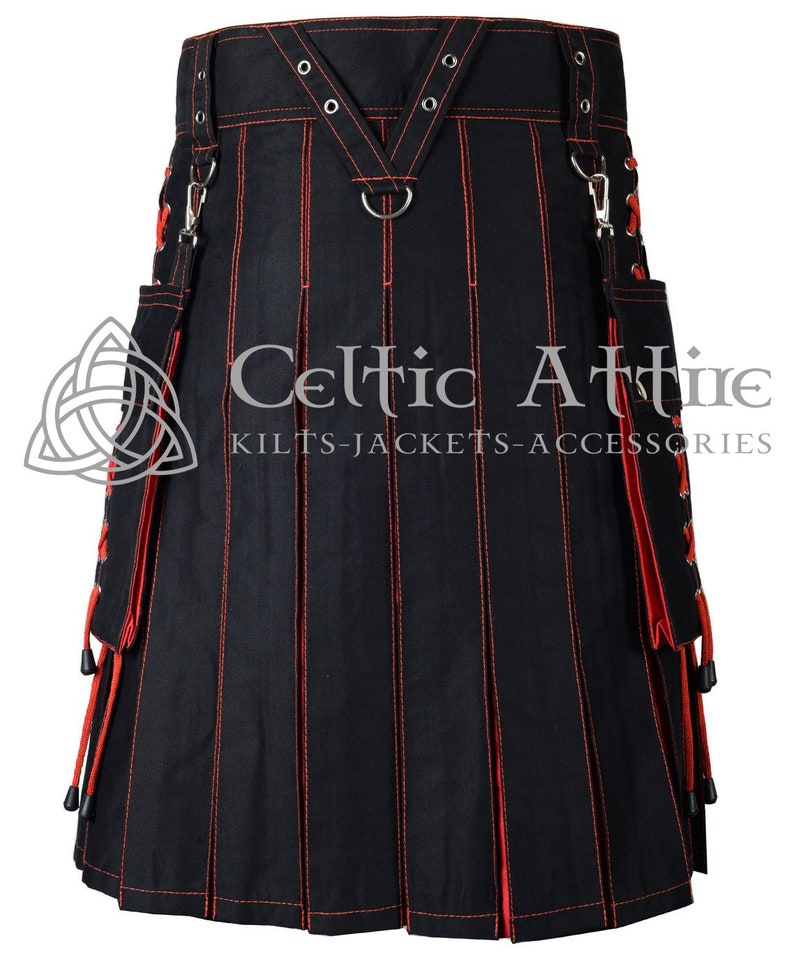 New Handmade Red and Black Hybrid Cotton Utility Kilt for Men - Etsy