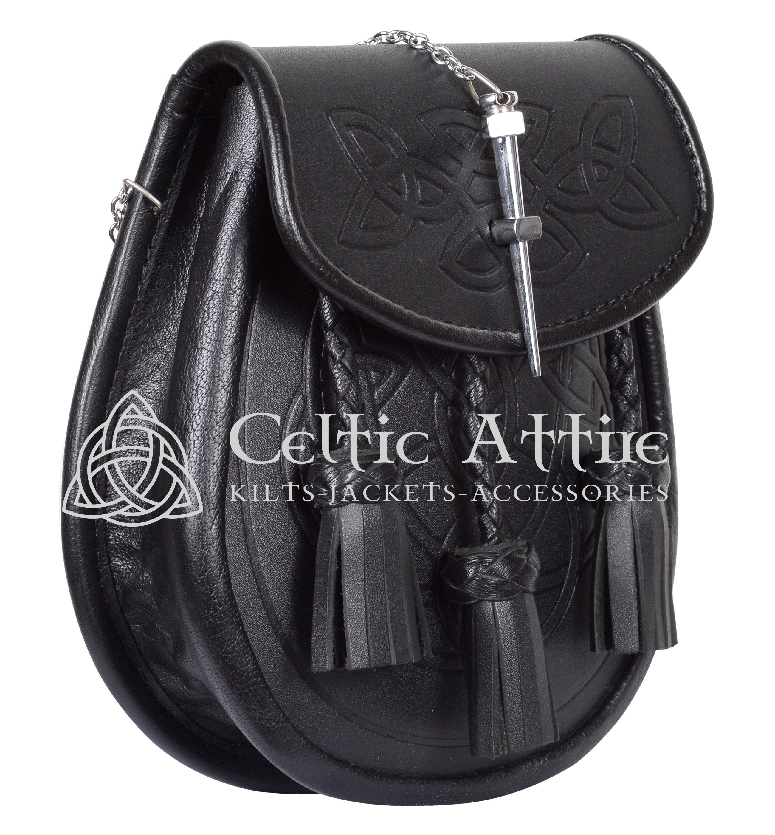 Premium Handmade Black Leather Scottish Kilt DAY SPORRAN & | Etsy