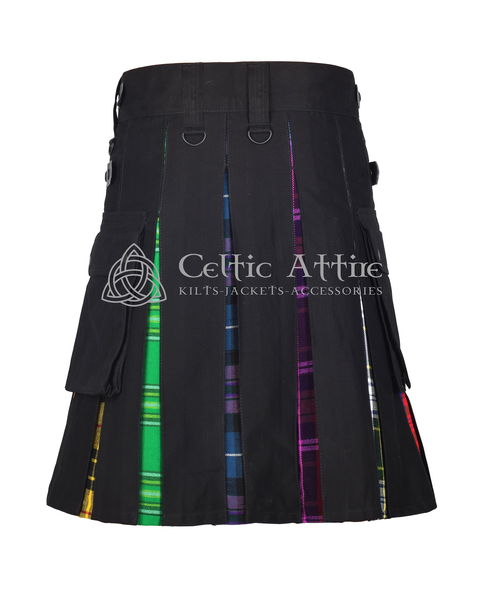 Black Cotton Hybrid LGBTQ Pride Kilt - Scottish Kilt - Gay Pride Kilt ...