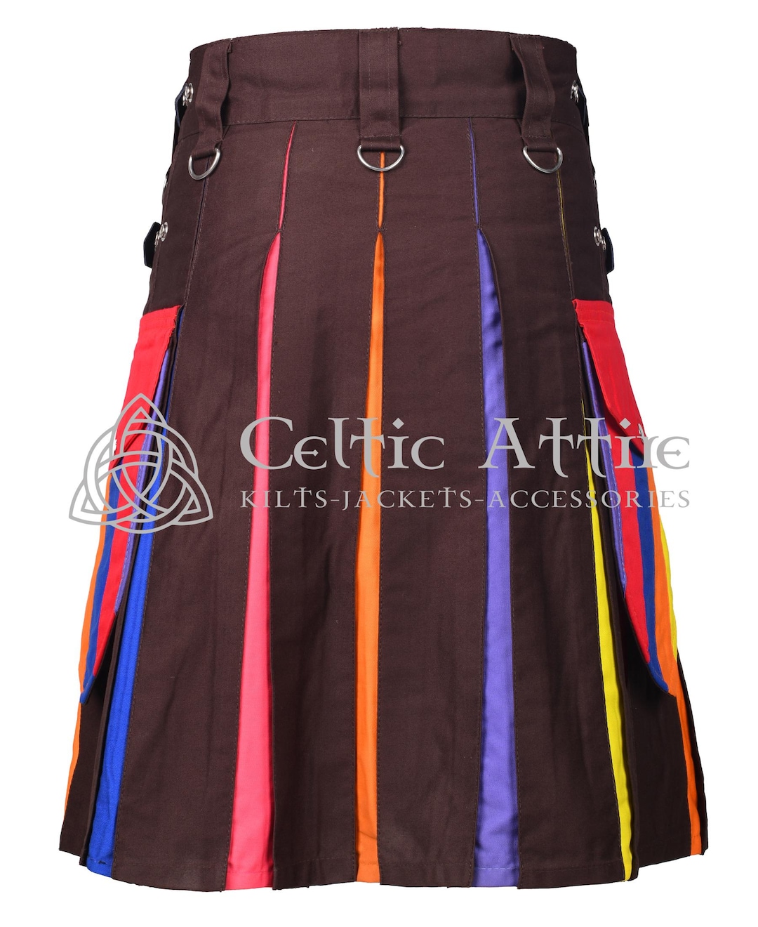 Brown Cotton Hybrid LGBTQ Pride Kilt - Scottish Kilt - Gay Pride Kilt ...