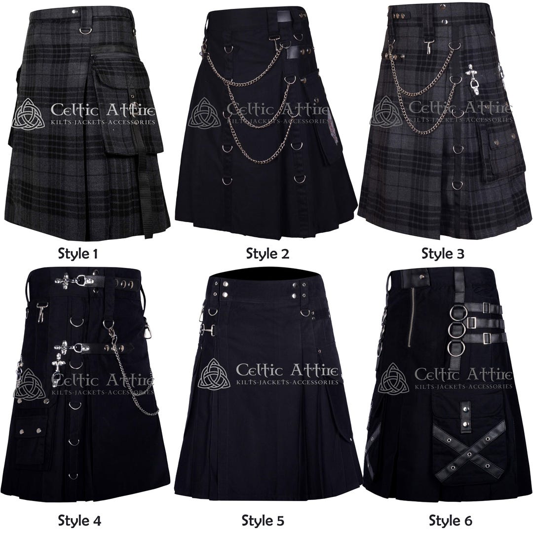 Gothic Punk Rock Utility Kilt for Men - Scottish Utility Kilt - Gothic ...