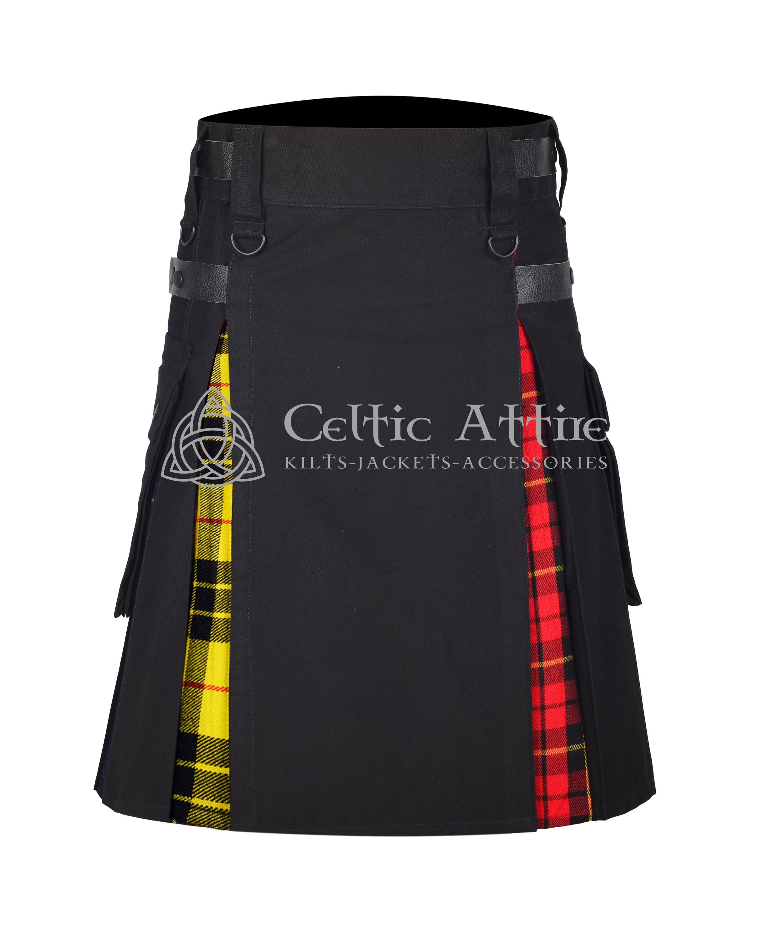 Black Cotton Hybrid LGBTQ Pride Kilt - Scottish Kilt - Gay Pride Kilt ...