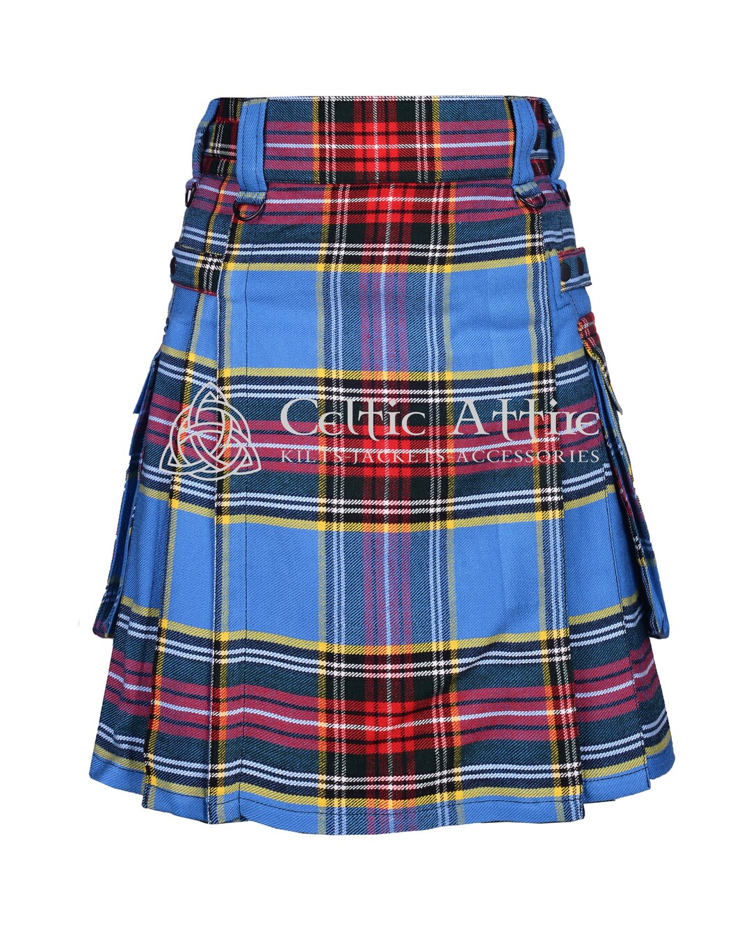 Macbeth Tartan Utility Kilt - Scottish Highlander 16 Oz Modern Cargo ...