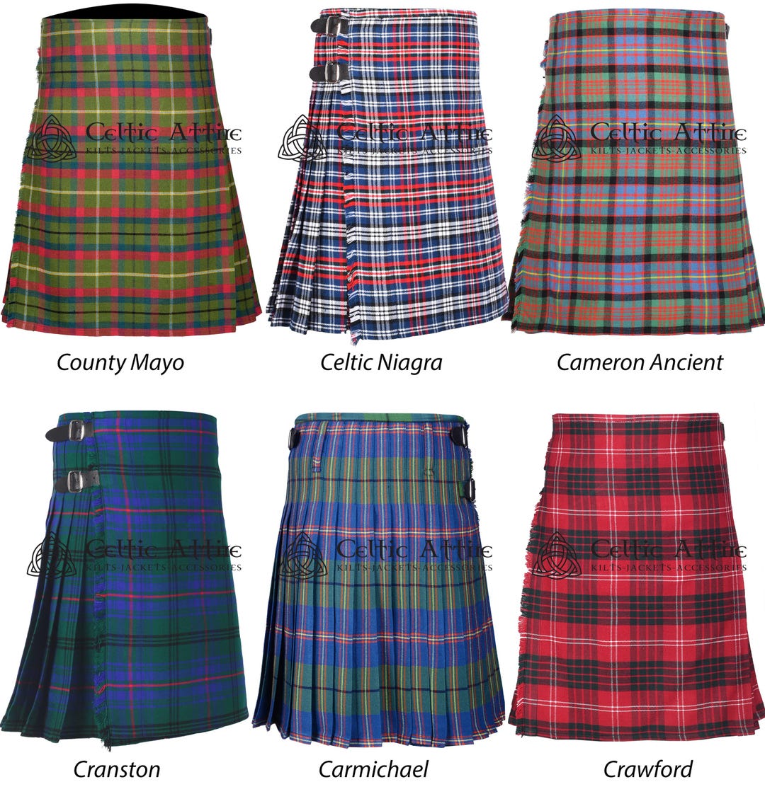 C Series Scottish Tartan 8 Yard Kilts - Highlander Traditional Kilt for ...