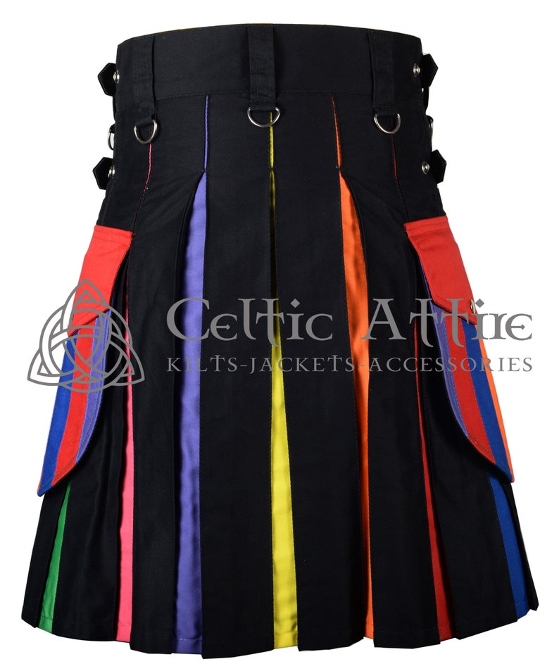 Cotton Utility Kilt - LGBTQ Pride Colors Hybrid Kilt - LGBT Gift Idea ...