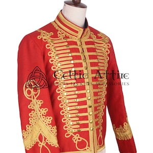 Black Wool Gold Braided Hussar Jacket - Military Uniform LARP Jacket ...