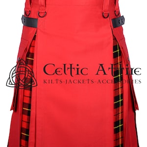 Scottish Hybrid UTILITY KILTS for Men - Heavy Cotton With Tartan Under Pleats Modern Cargo ...