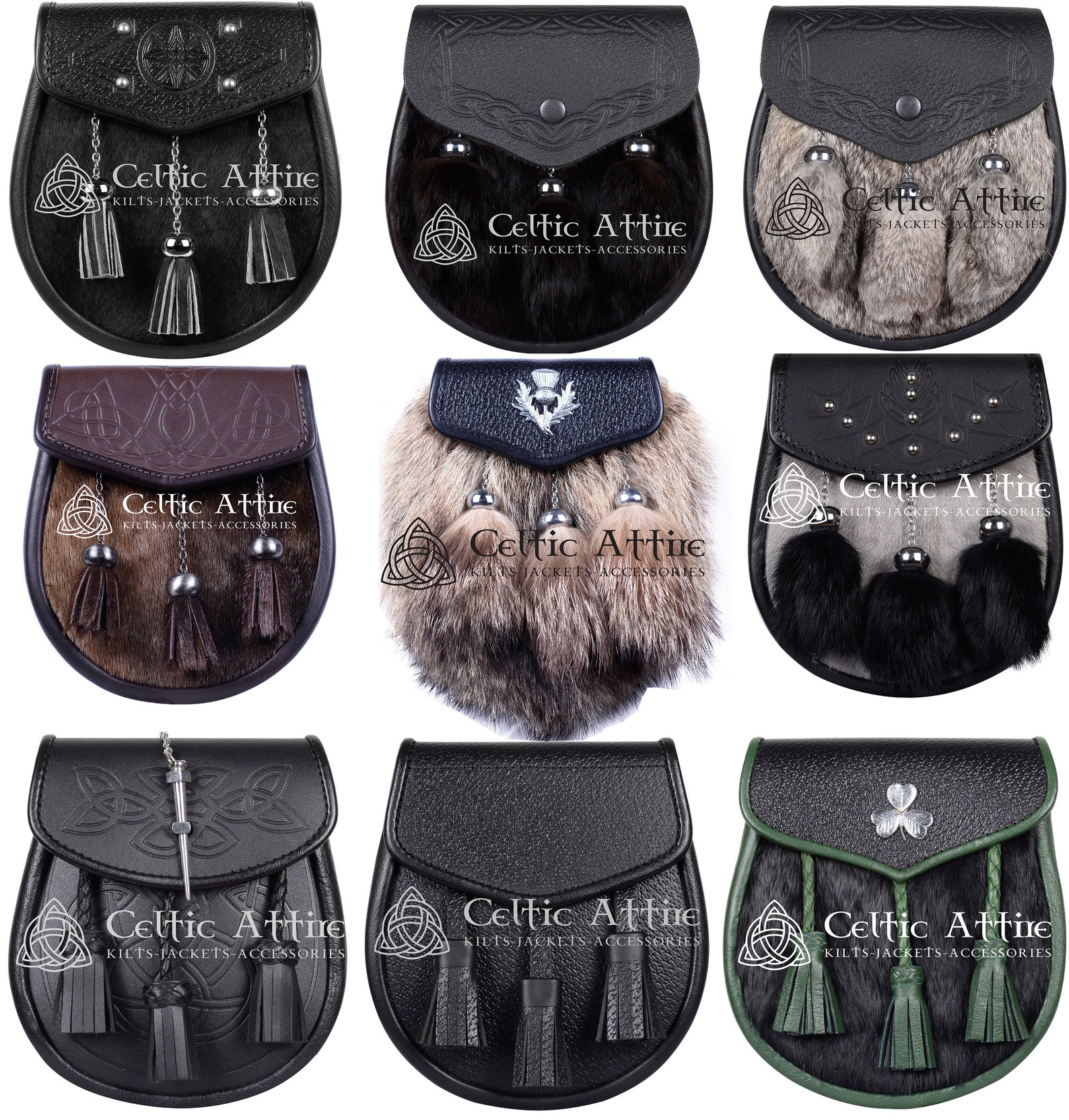 Scottish Kilt Sporran Handmade Premium Leather With - Etsy