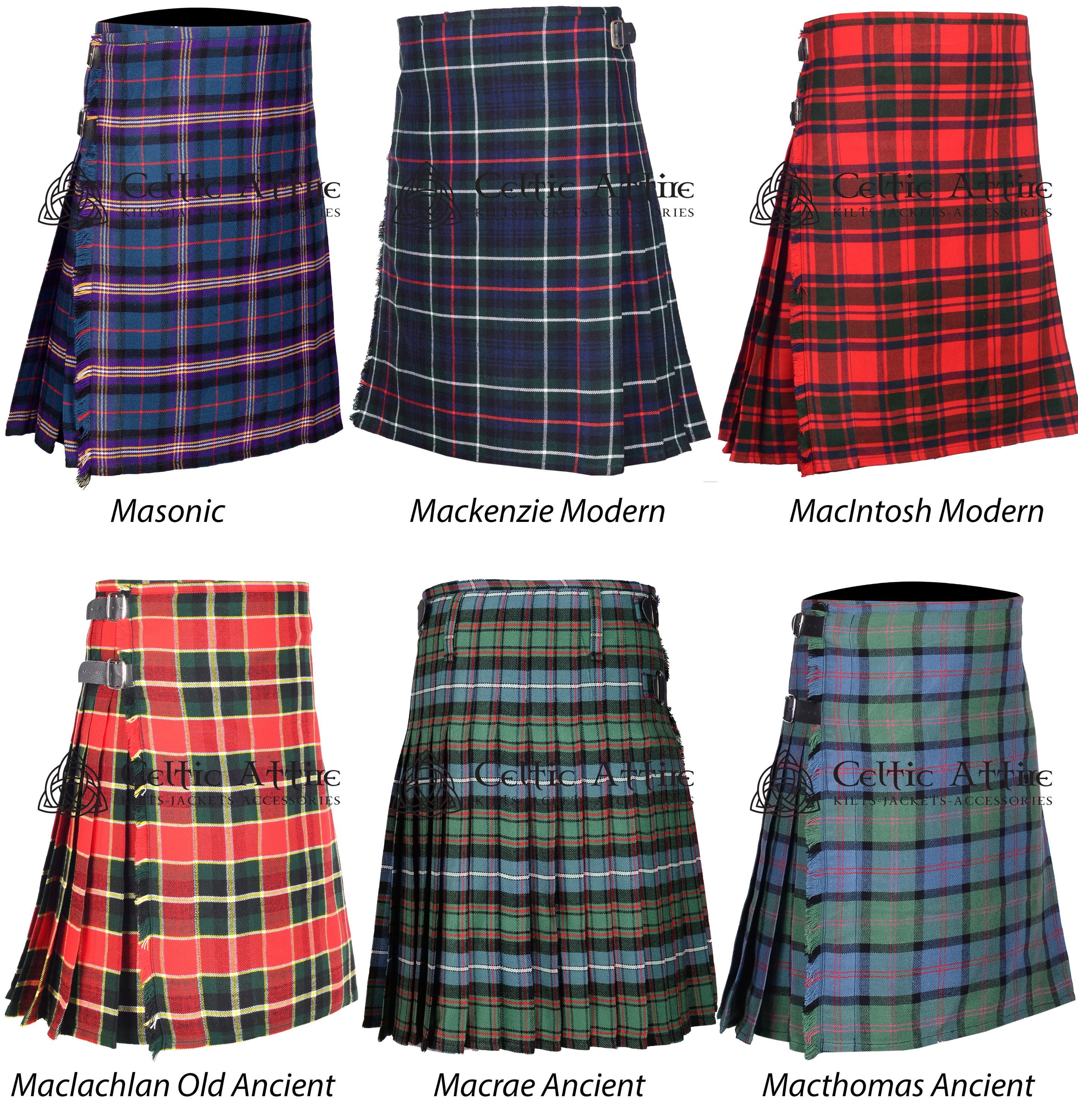 M Series Scottish Tartan 8 Yard Kilts - Highlander Traditional Kilt for ...