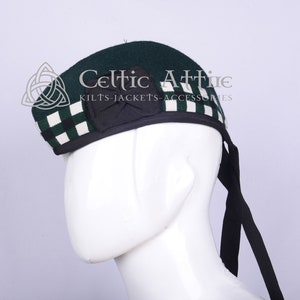 Scottish Glengarry Diced Bonnet Hat - 100% Wool British Military Cap ...