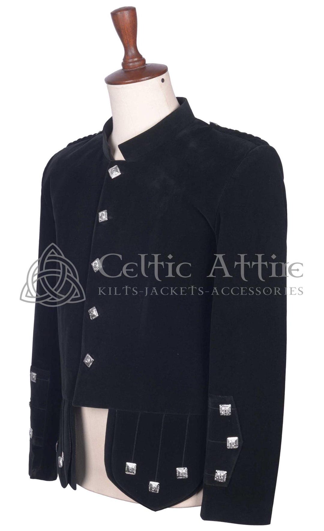 Rifle Green Velvet Kenmore Doublet Jacket - Five Buttons Kilt Jacket ...