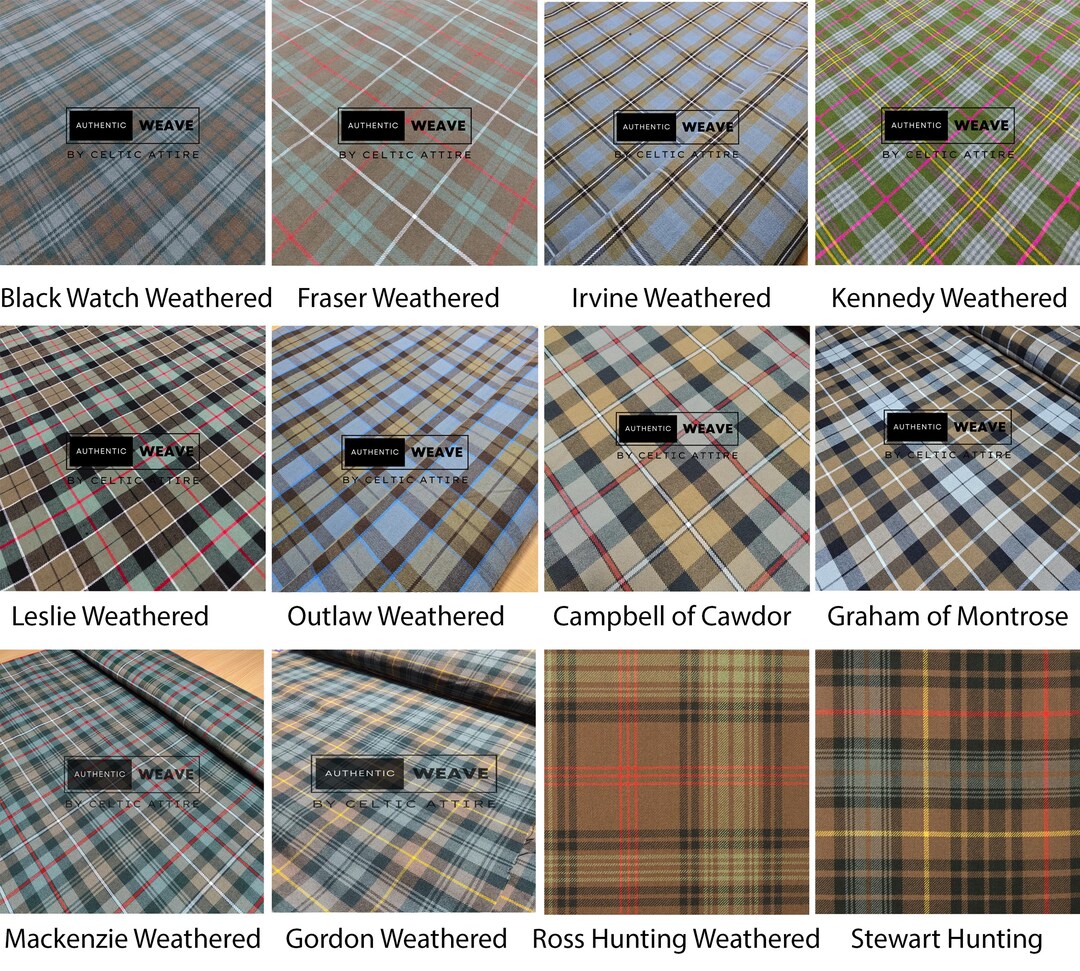 Weathered Shades Scottish Tartan Fabrics - Running Yards - 100% Acrylic ...
