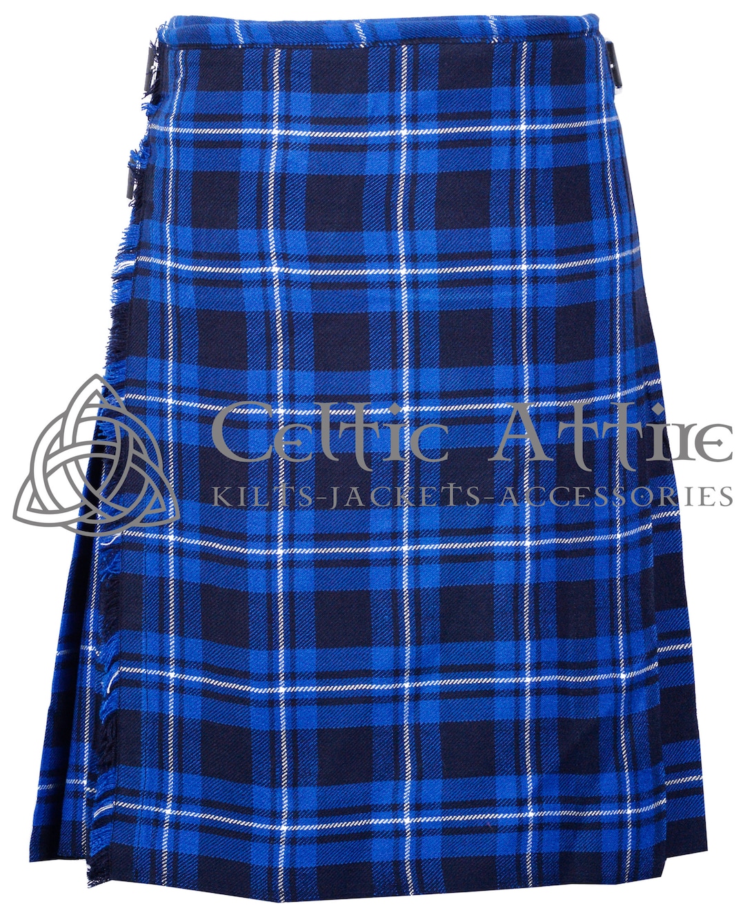 Ramsey Blue Tartan 8 Yard Scottish Kilt for Men - 16 Oz Home Spun Wool ...