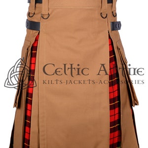 Scottish Hybrid UTILITY KILTS for Men - Heavy Cotton With Tartan Under Pleats Modern Cargo ...