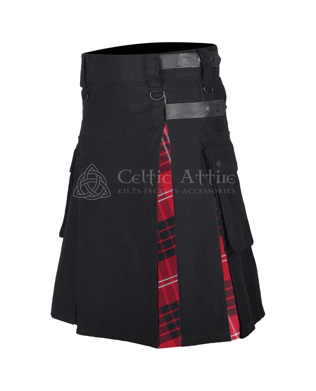 Crawford Tartan Hybrid Utility Kilt - Black Cotton Scottish Kilt - Two ...