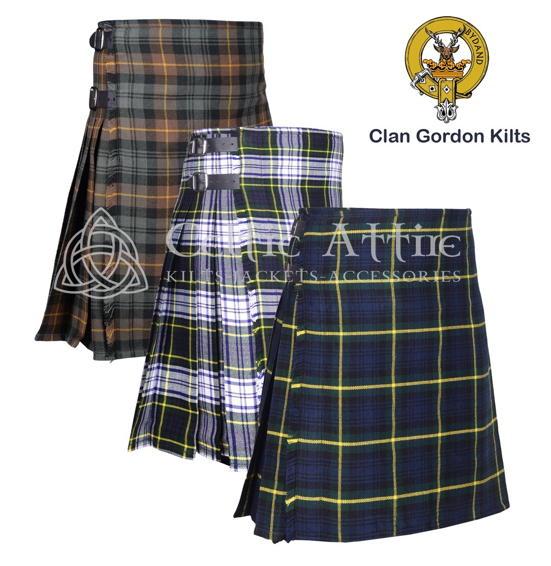Clan Gordon Tartan 8 Yard Scottish Kilt for Men - Premium Custom ...