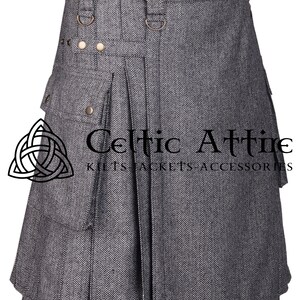 Gray Tweed Wool SCOTTISH Utility KILT Made to Order Premium Handmade ...