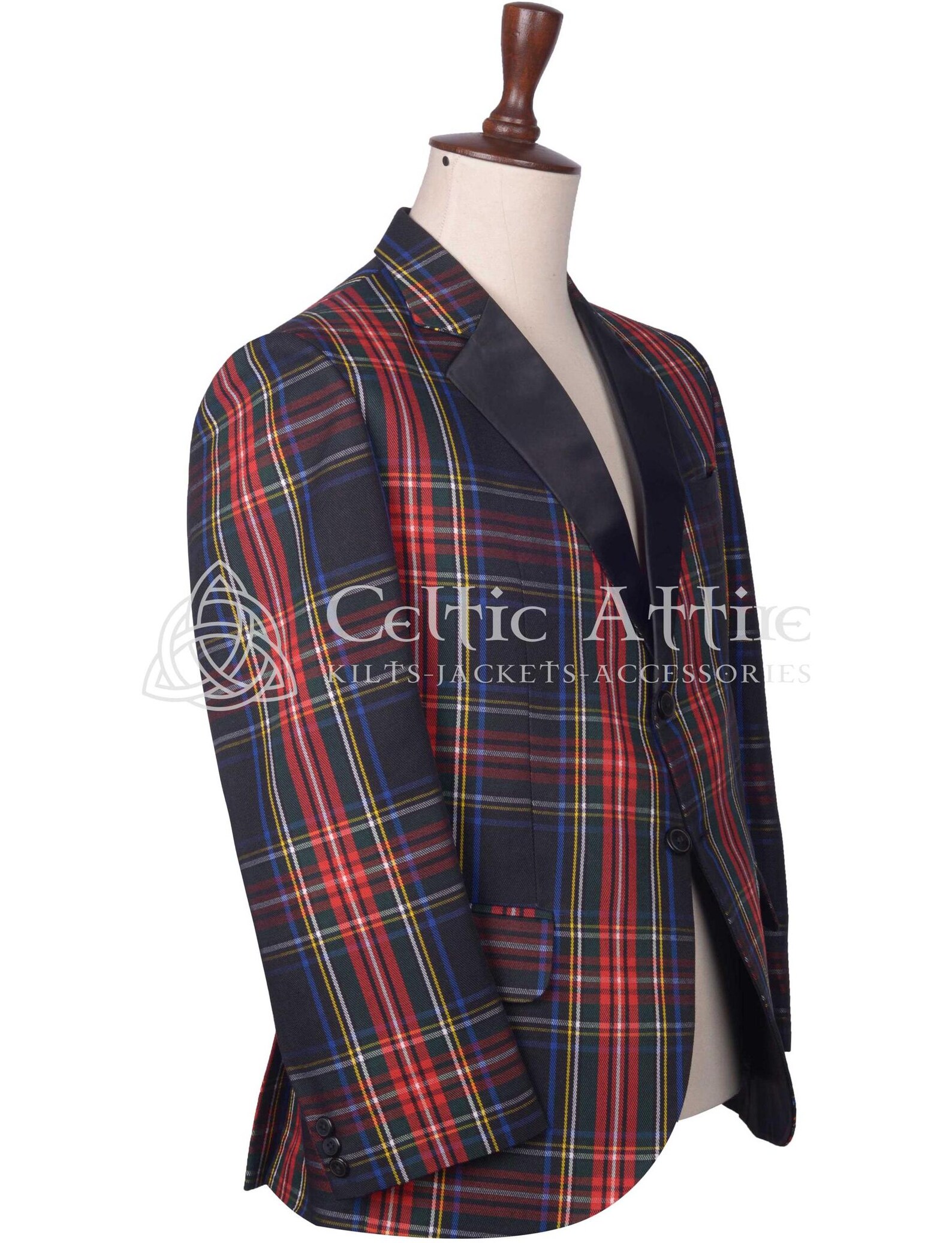 Black Stewart Tartan Tuxedo Jacket - Scottish Kilt Jacket - Premium ...