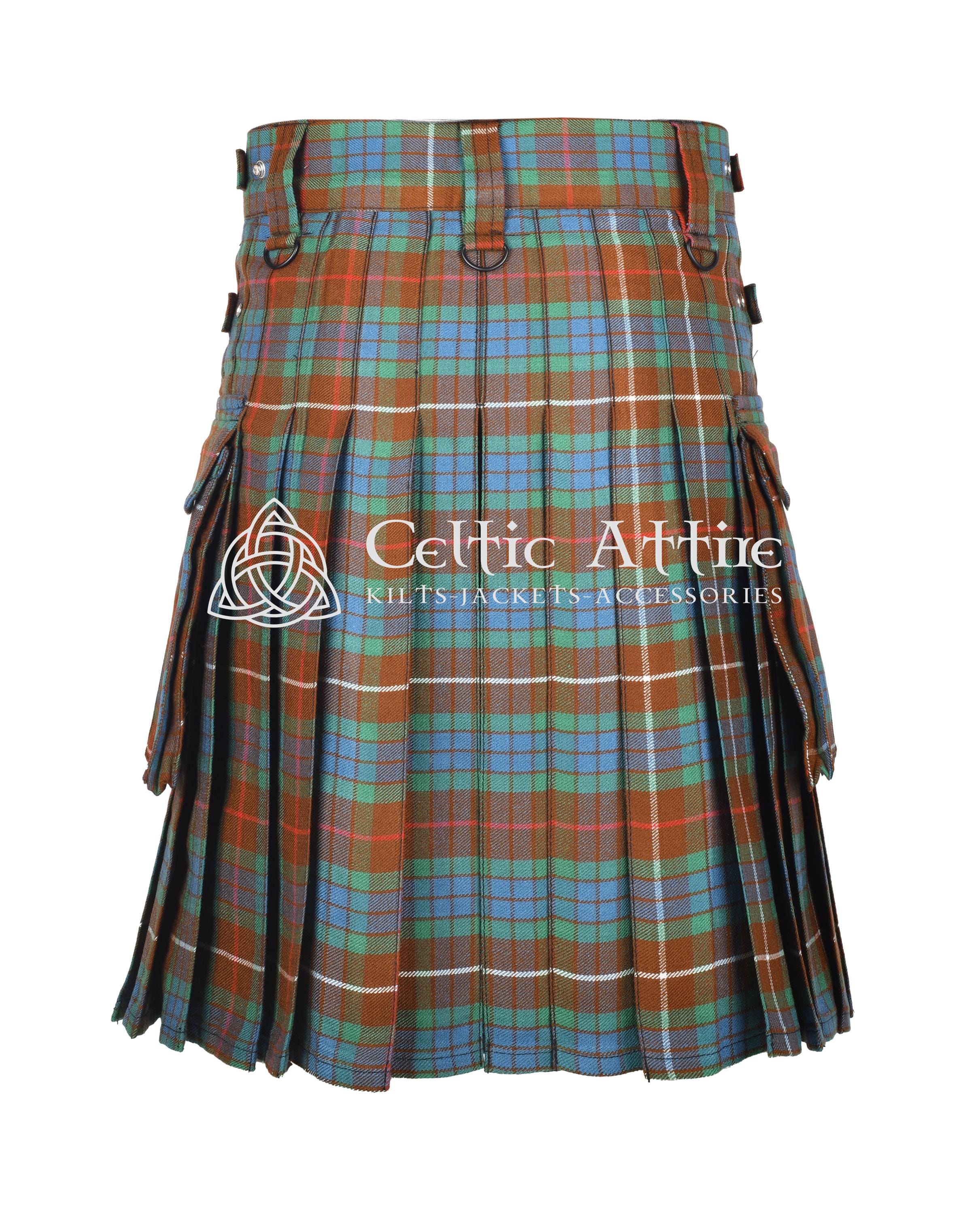Fraser Hunting Ancient Tartan Utility Kilt - Scottish Highlander 16 Oz ...