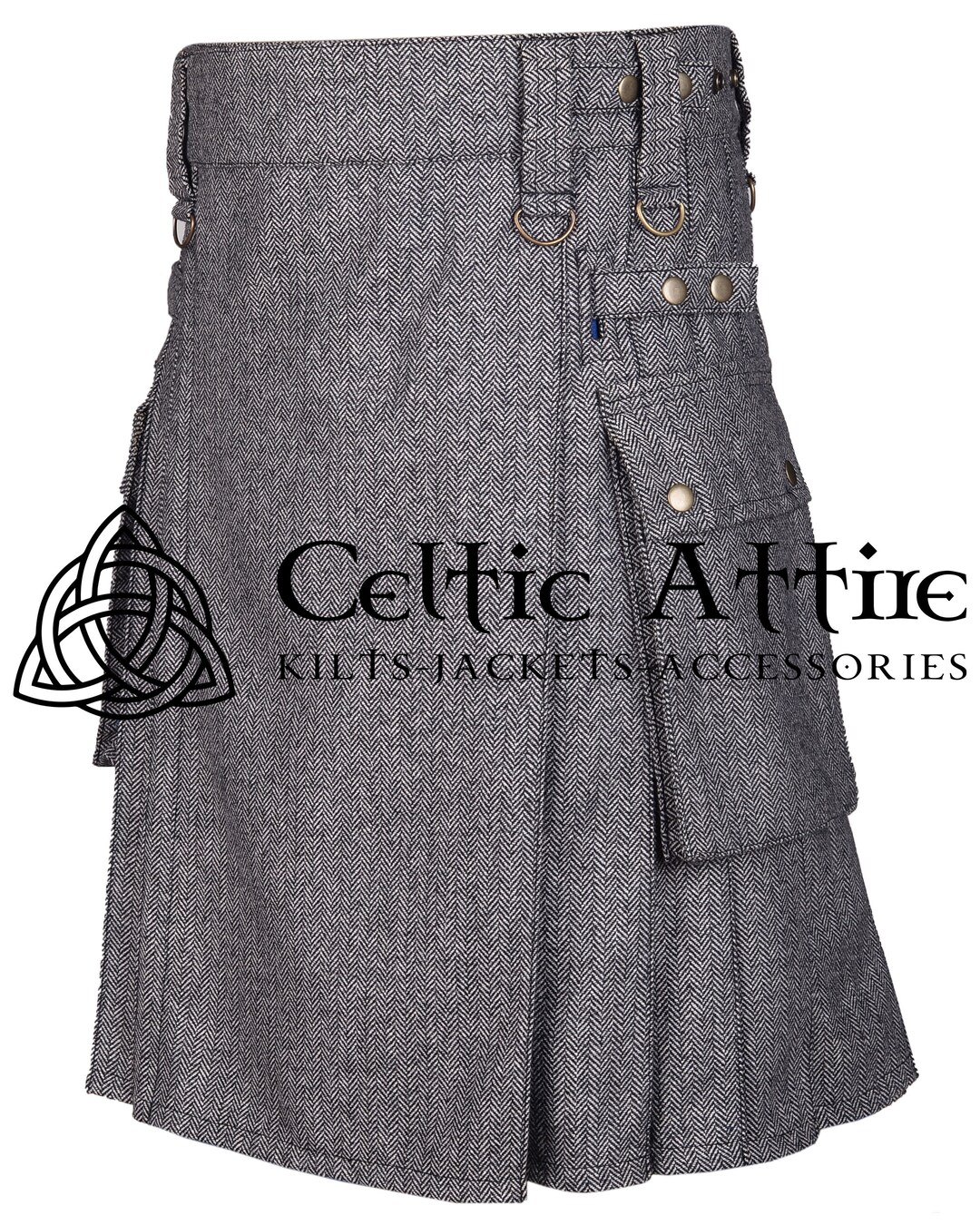 Gray Tweed Wool SCOTTISH Utility KILT - Made to Order - Premium ...