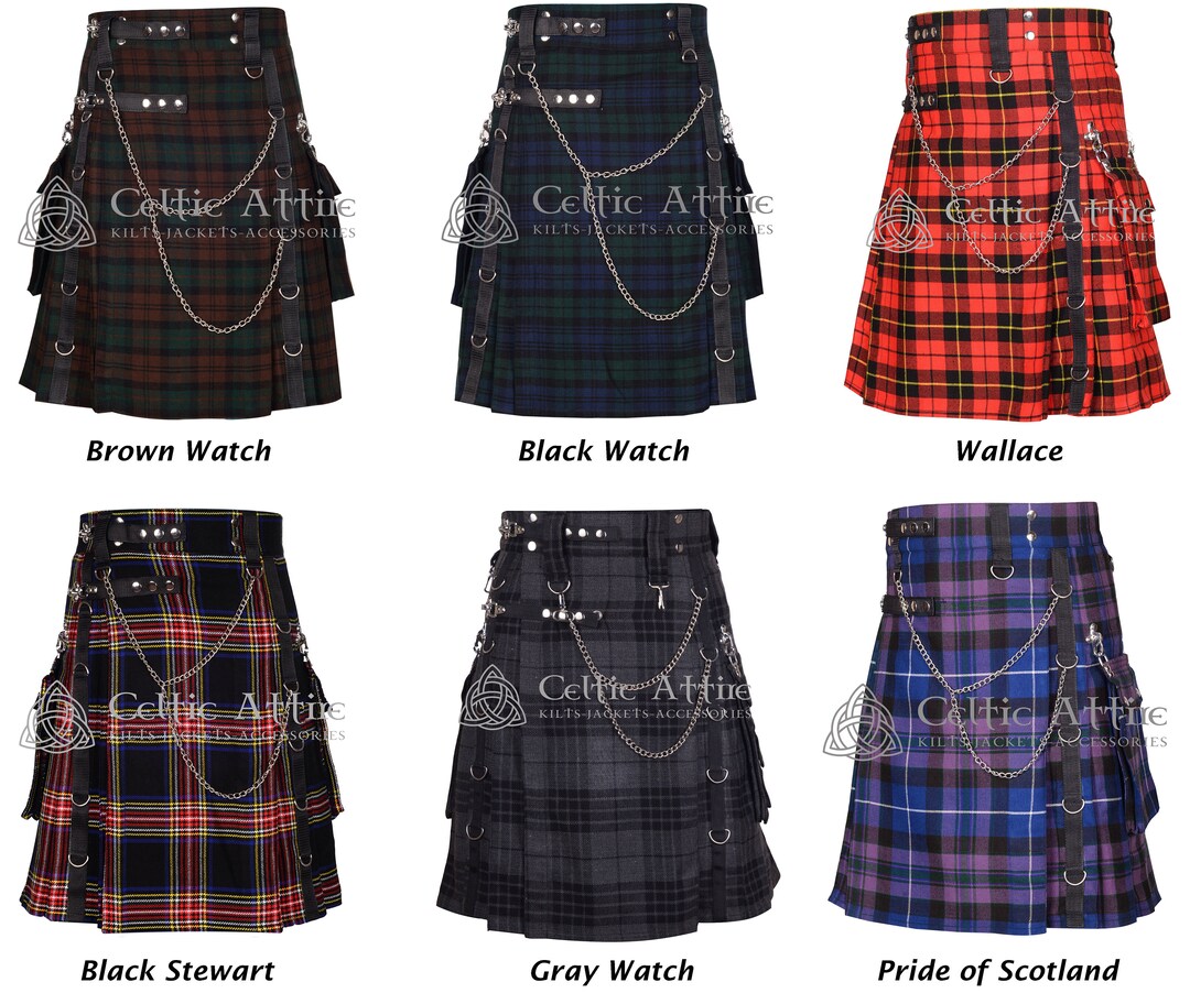 Tartan Utility Kilt - Gothic Kilt - Lightweight Detachable Cargo ...