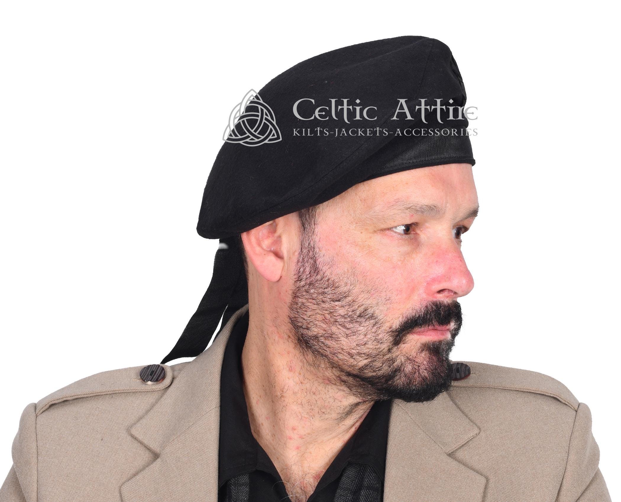 Irish Caubeen Beret Hat - Balmoral Hat French Beret Glengarry Bonnet ...