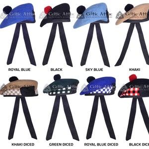 Scottish Diced Balmoral Bonnet Hat - 100% Wool British Military Cap ...