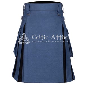 Solid Wool Utility Hybrid Kilt for Men Scottish Highlander Cargo ...