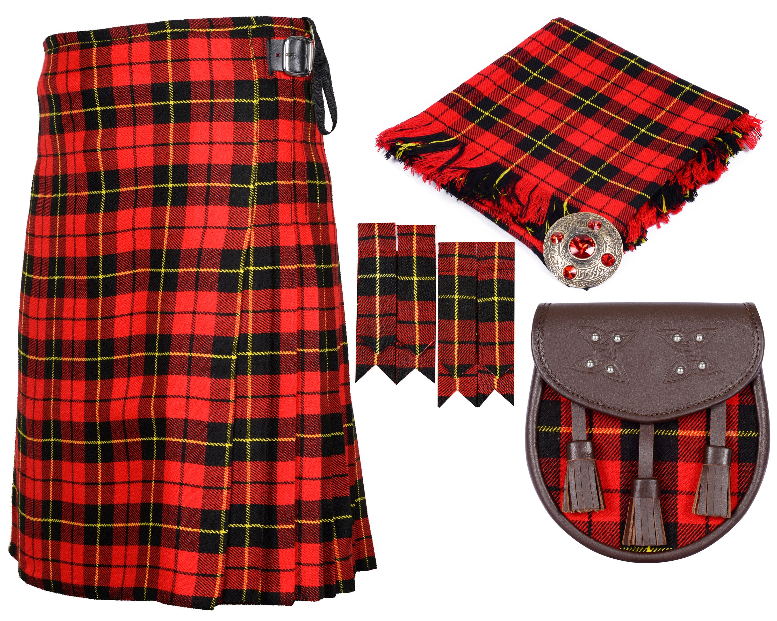 8 Yard Traditional Scottish Tartan KILT & ACCESSORIES - Choose Your ...