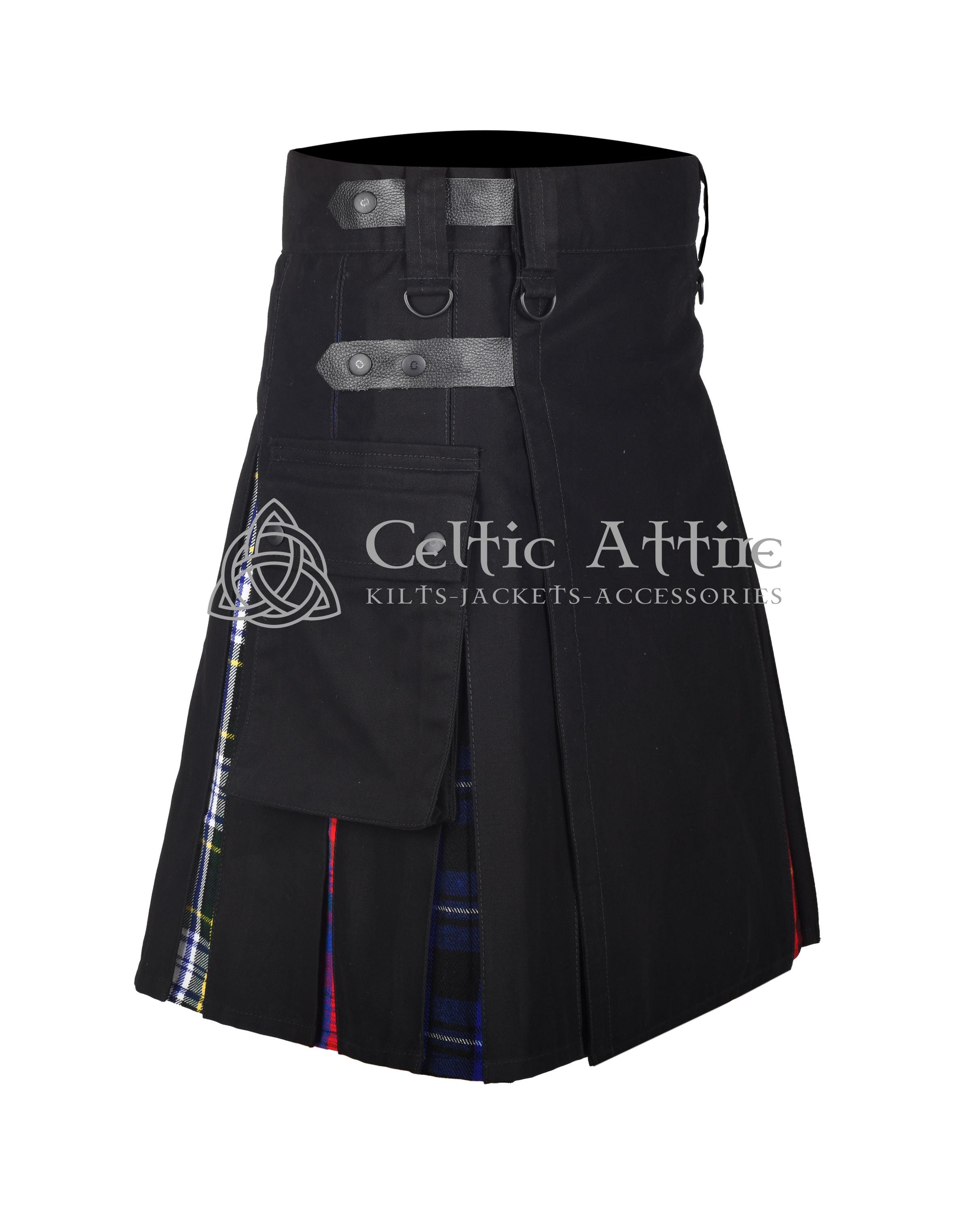 Black Cotton Hybrid LGBTQ Pride Kilt - Scottish Kilt - Gay Pride Kilt ...
