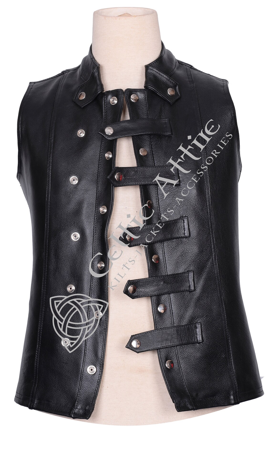 Black Leather Gothic Vest Motorbike Leather Waistcoat - Etsy